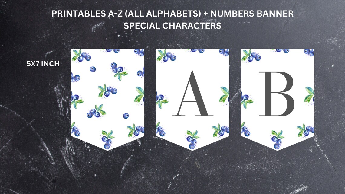 Blueberry Alphabet Banner Letters A to Z Numbers Blueberry - Etsy