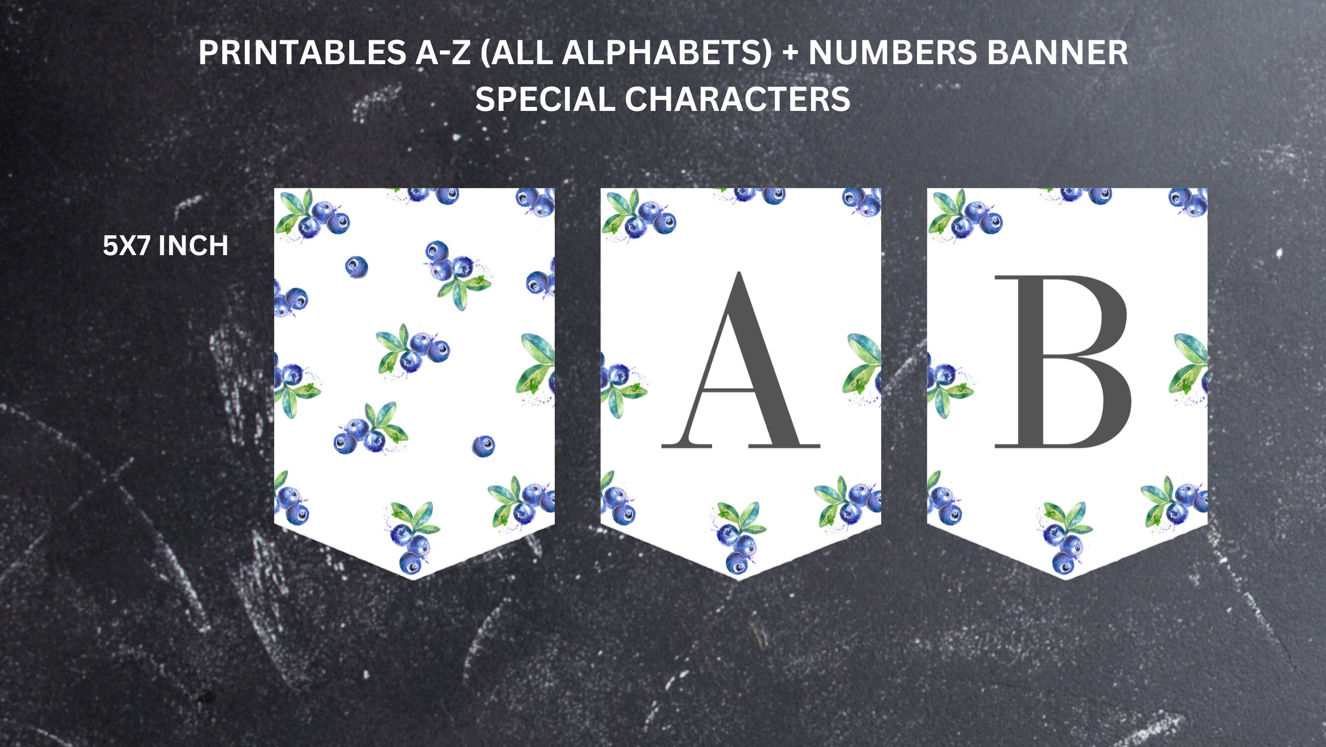 Blueberry Alphabet Banner Letters A to Z Numbers Blueberry Birthday ...