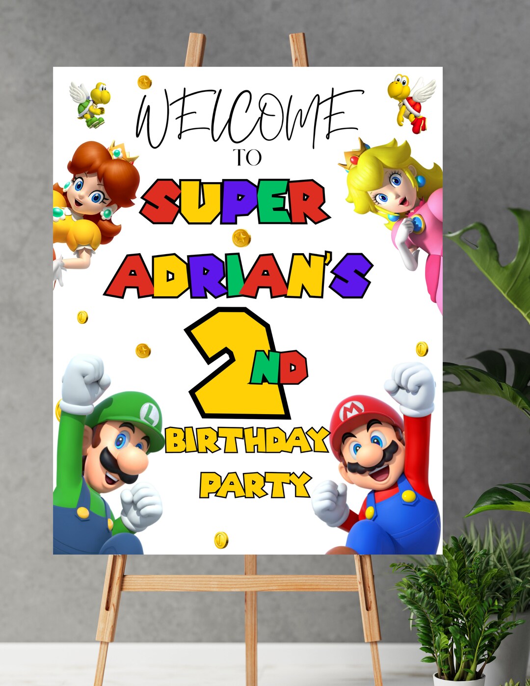 Super Mario Birthday Welcome Sign Boy Mario Bros Birthday - Etsy