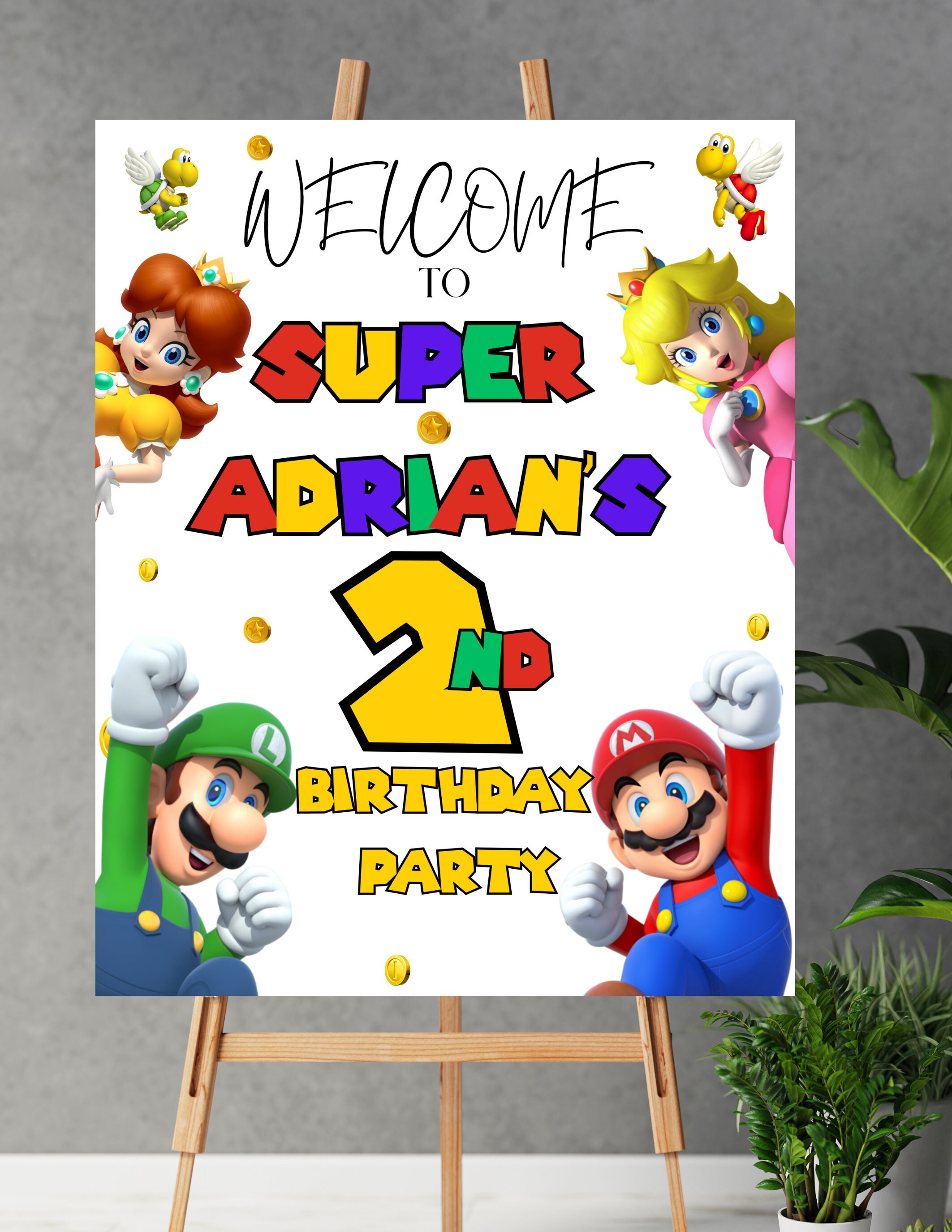 Super Mario Birthday Welcome Sign Boy Mario Bros Birthday - Etsy