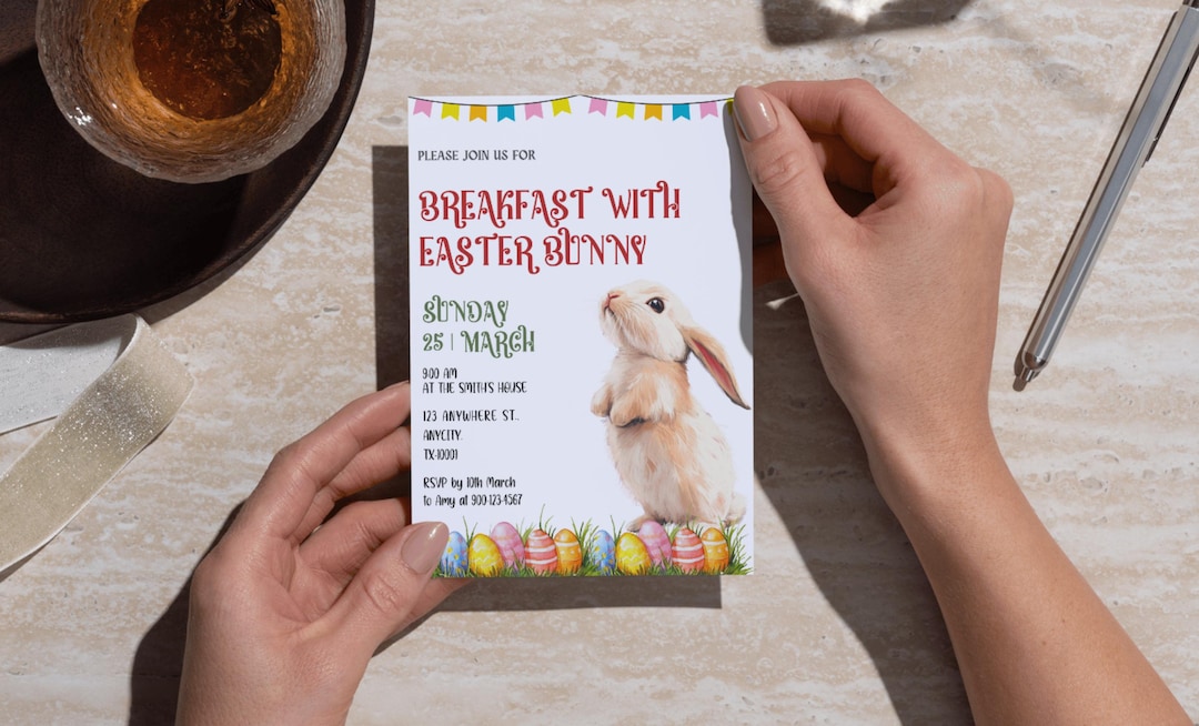 Editable Breakfast With Easter Bunny Invite, Easter Bunny Brunch Invite ...