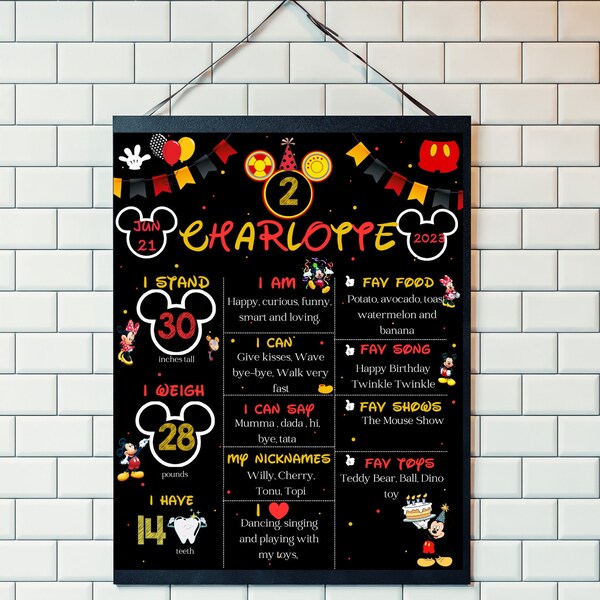 Mickey Mouse Milestone Board Editable - Etsy