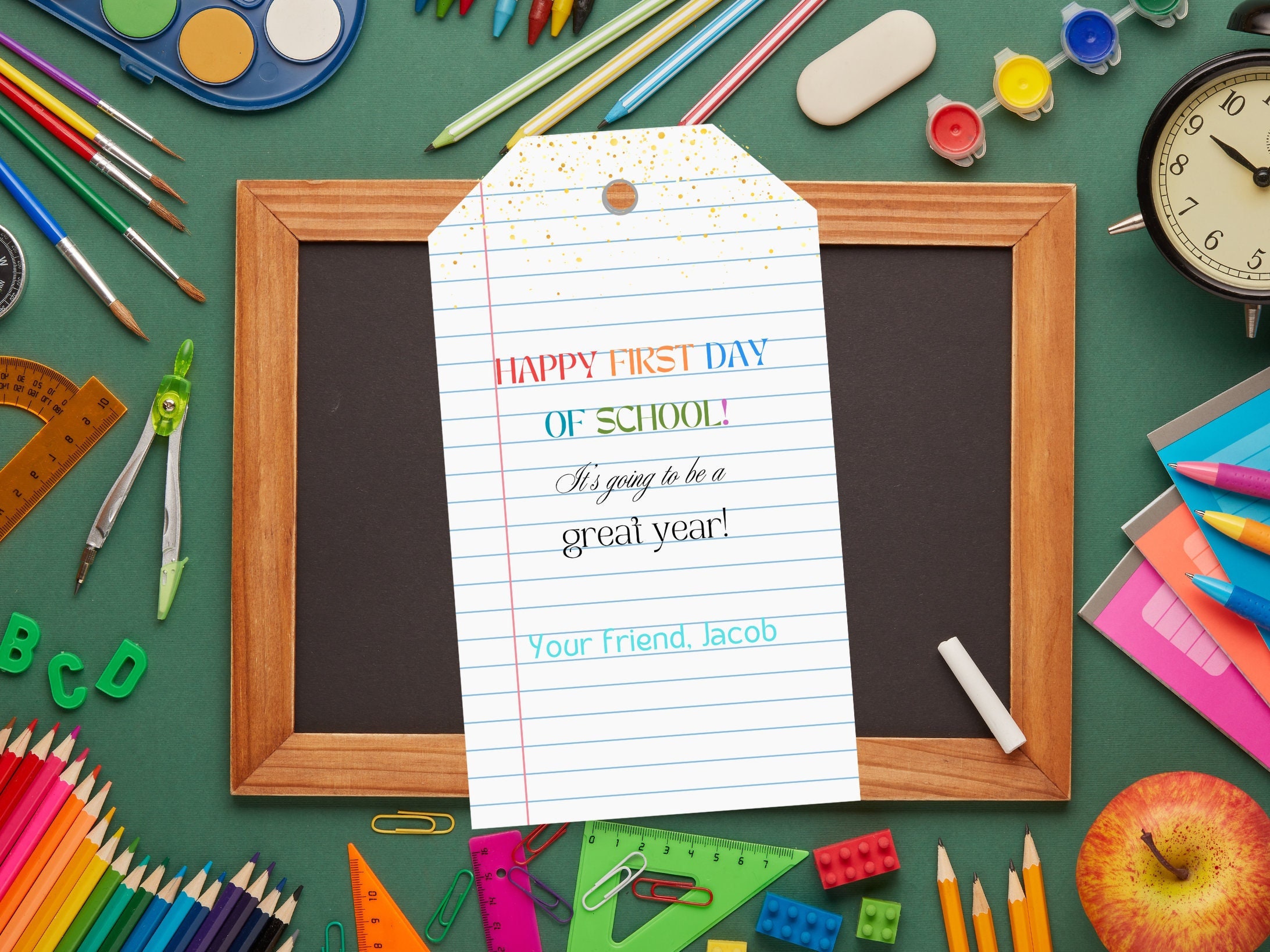 Editable Back to School Tag Rolled Line Notebook in School Tag Treat ...