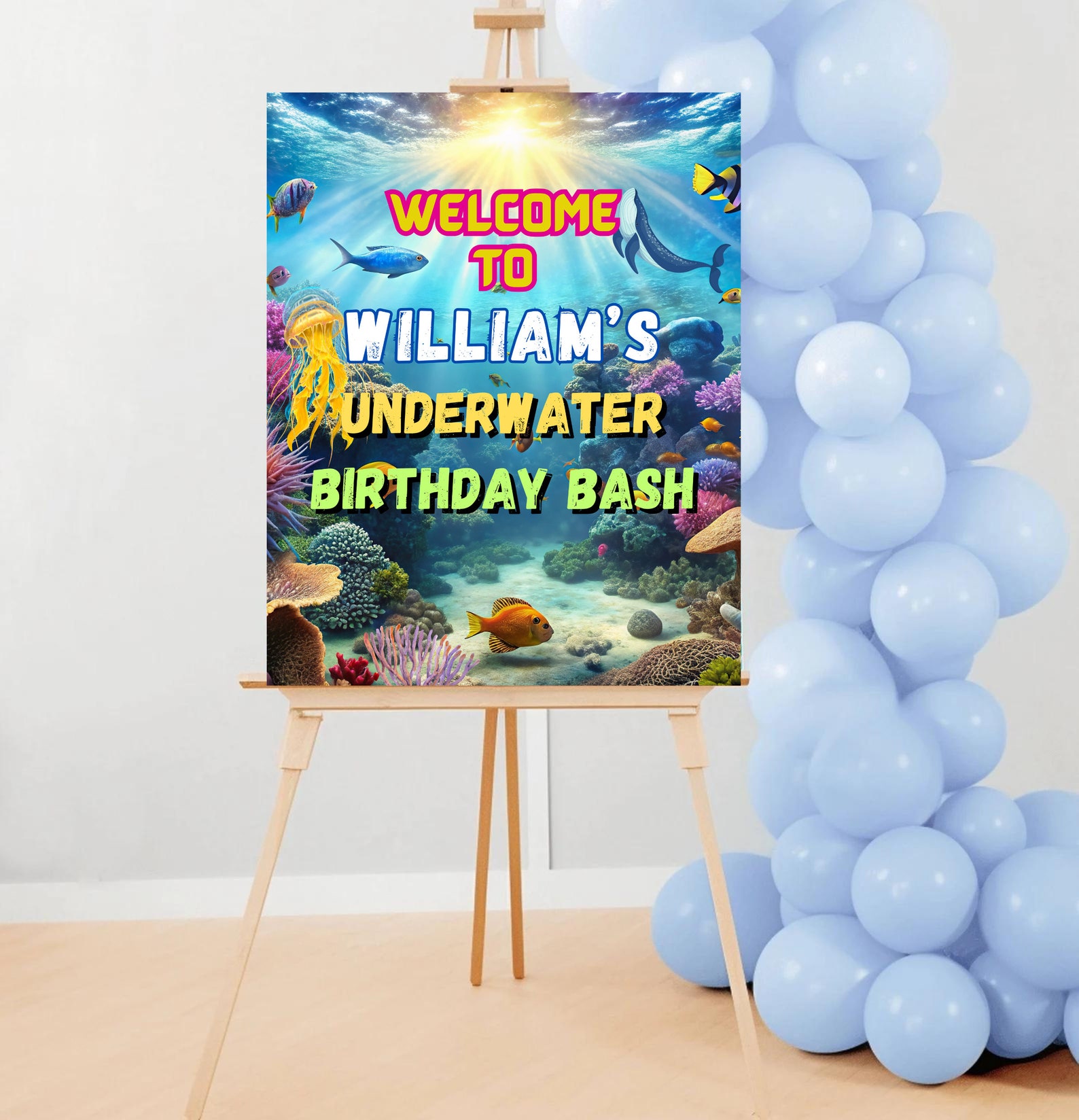 Customized Under the Sea Birthday Party Welcome Sign, Ocean Animals ...