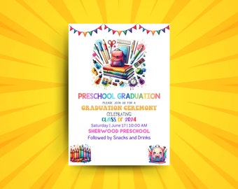 Editable Preschool Graduation Invitation, Prek Announcement Party ...
