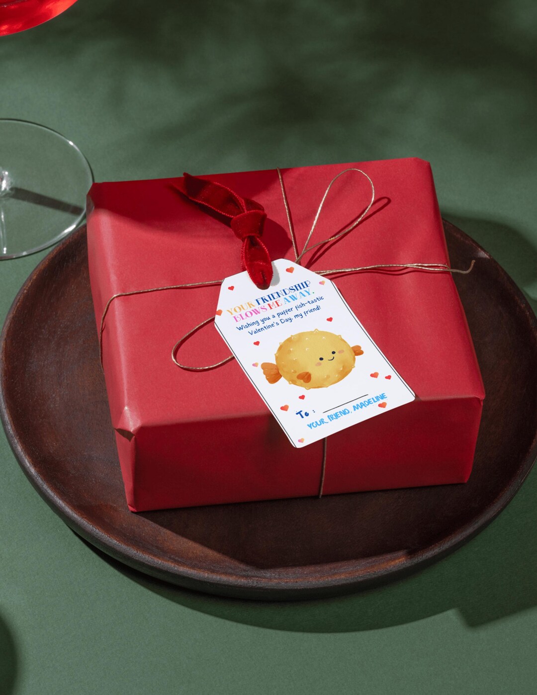 Editable Puffer Fish-tastic Kids Valentines Gift Tags Valentine Tag ...