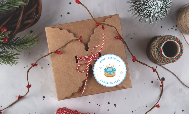 Custom Birthday Cake Stickers: Party Favor Labels (canva PDF Digital ...