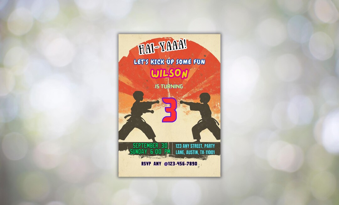 Karate Birthday Invitation, EDITABLE Taekwondo Party Invitation ...