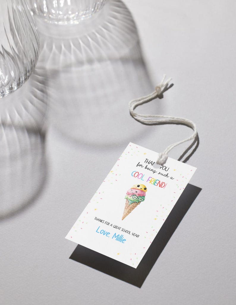 Editable Ice Cream Teacher Appreciation Tag: End of School Year (canva ...