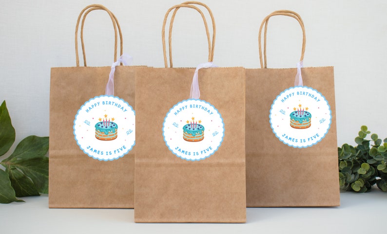Custom Birthday Cake Stickers: Party Favor Labels (canva PDF Digital ...