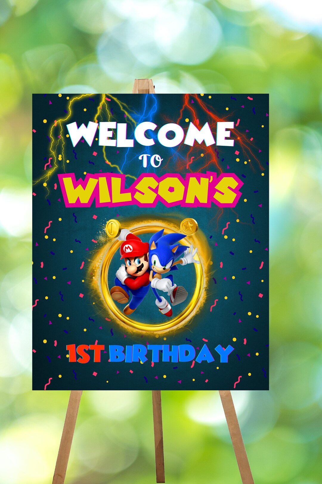 SUPER Mario and Sonic the Hedgehog Birthday Welcome Sign - Etsy