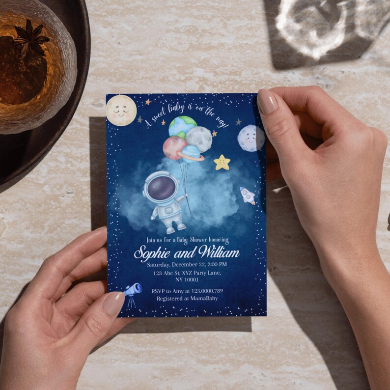 Space Baby Shower Invitation: Galaxy Astronaut Theme (instant Download ...