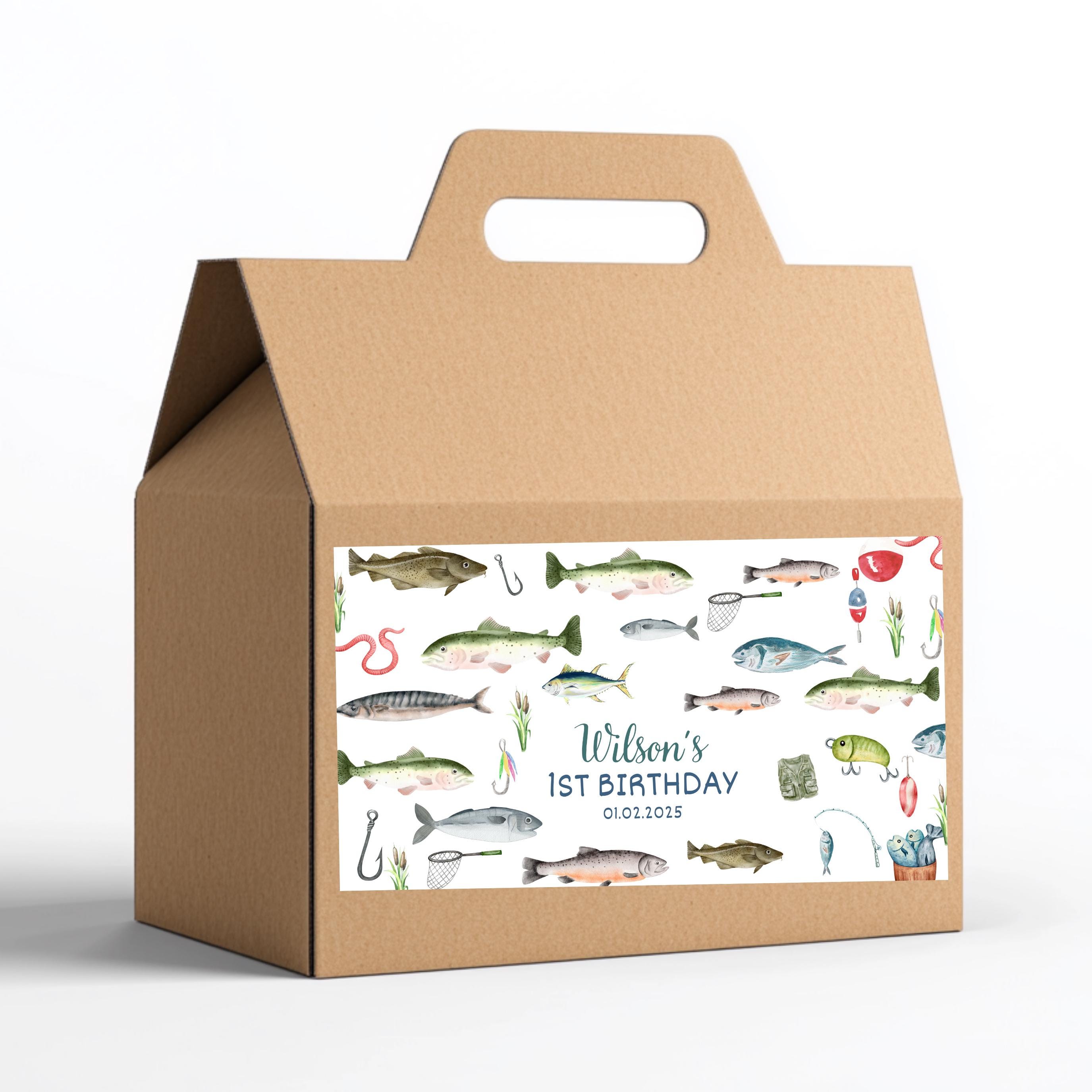 Fishing 1st Birthday Gable Box Label: O-fish-ally One Party Decor ...