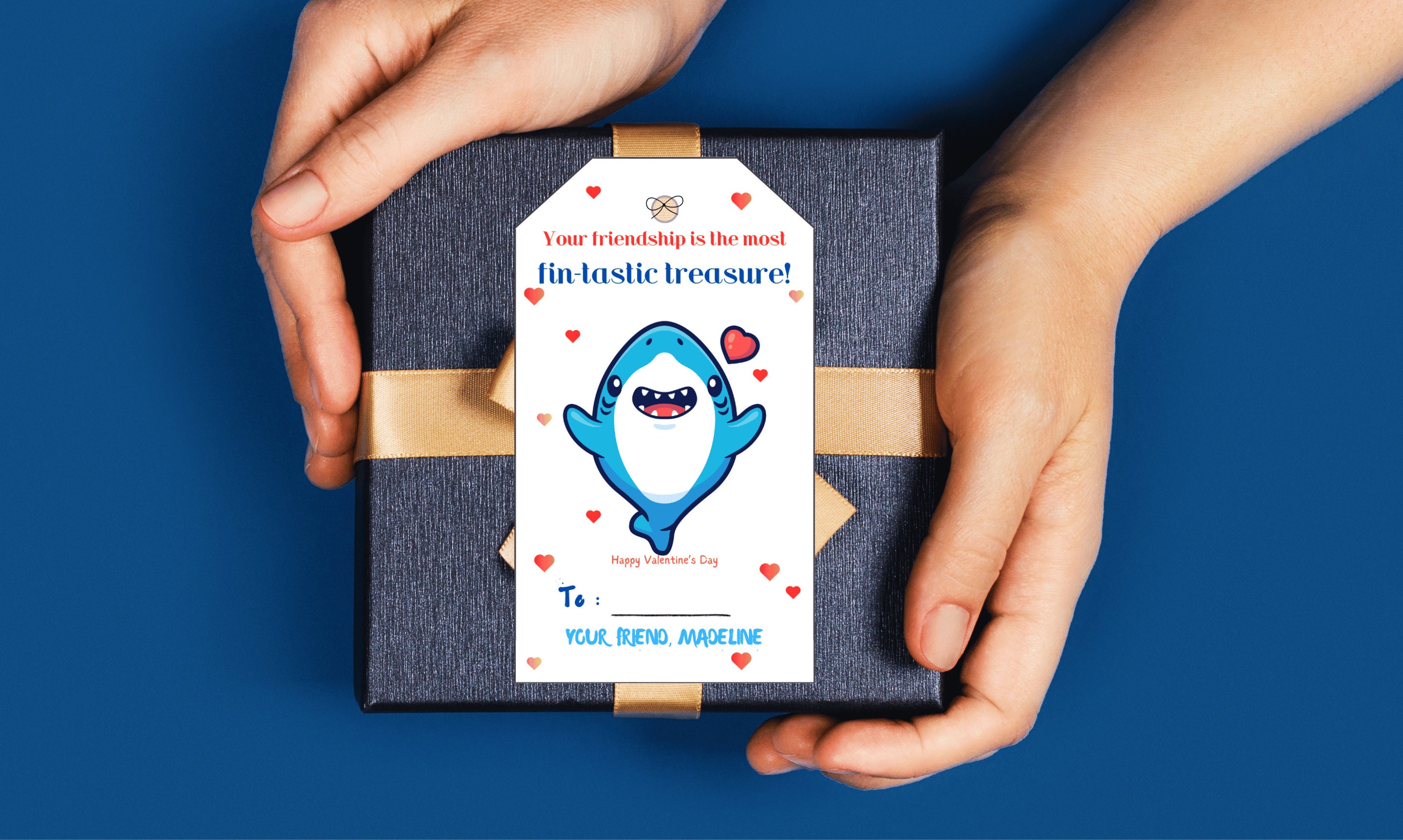 Editable Shark Kids Valentines Gift Tags Fintastic Friend Valentine Tag ...
