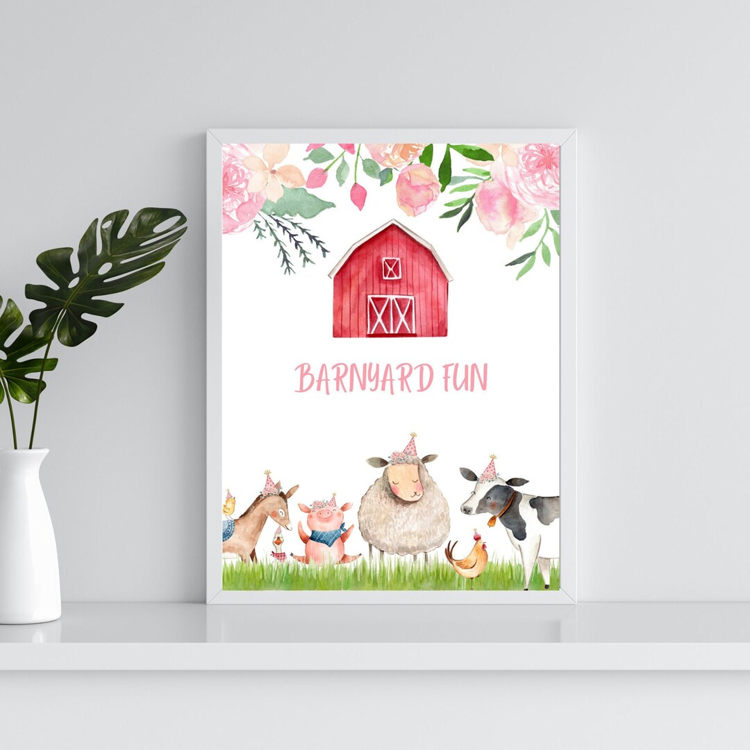 Farm Birthday Barnyard Fun Sign Table Decor Sign Gift Table Farm ...