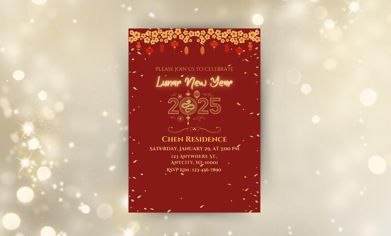 Editable Lunar New Year Invitation: 2025 Year of the Snake (canva ...