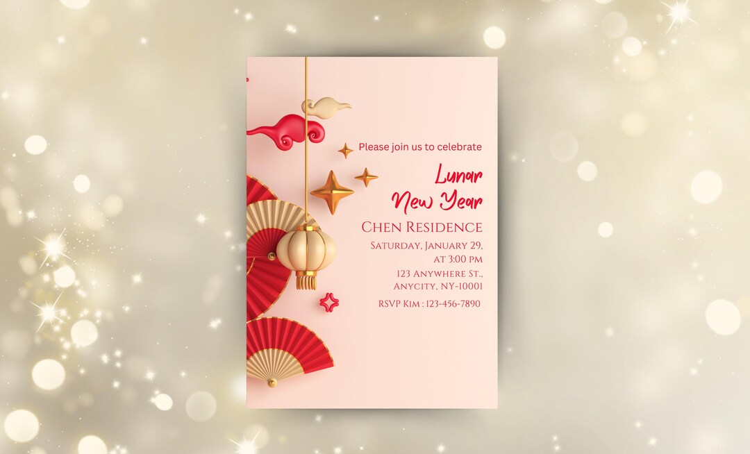 Editable Lunar New Year Party Invitation, Chinese New Year Invitation ...