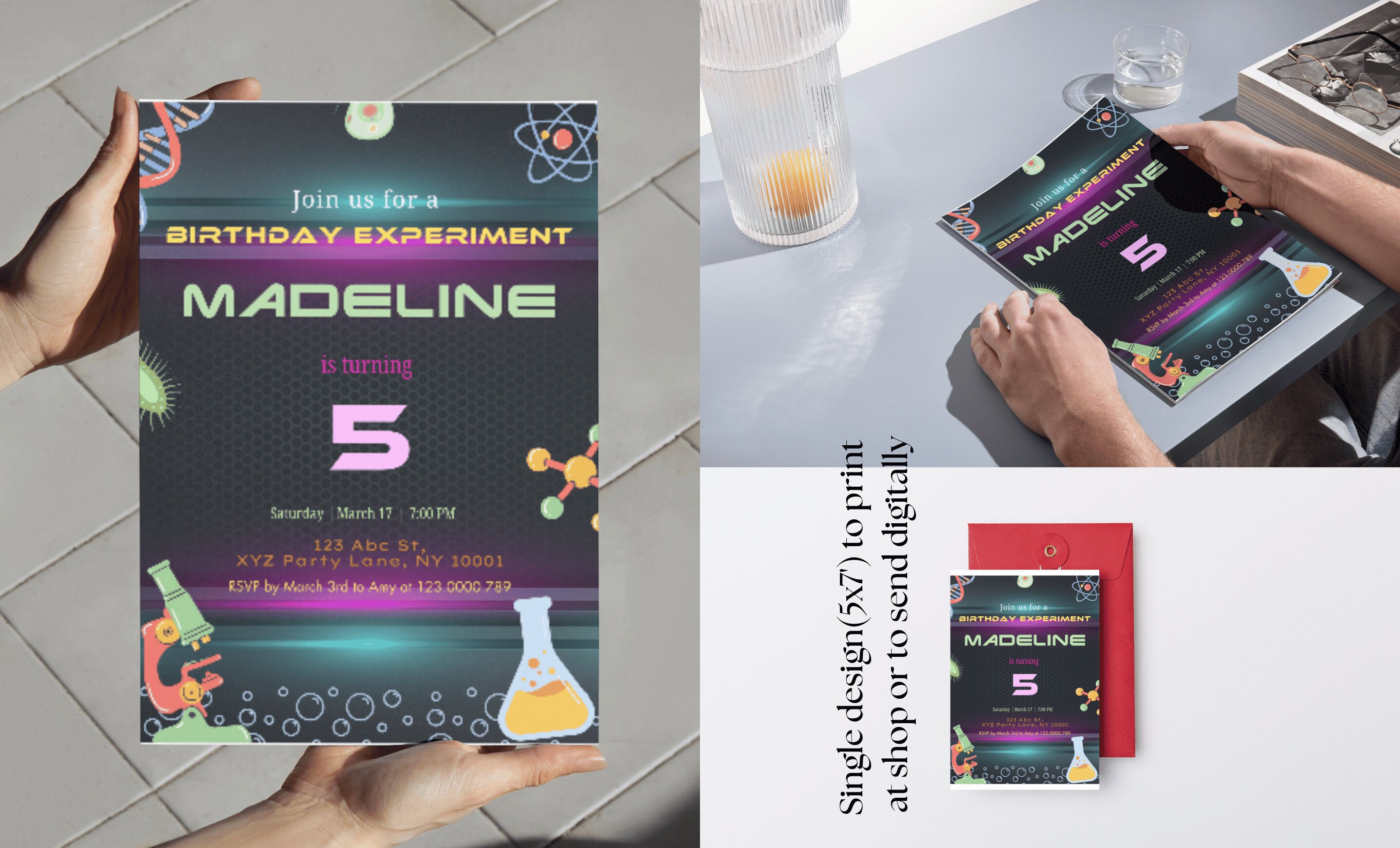 Science Birthday Party Invitation, Science Party Invite Girl Boy ...