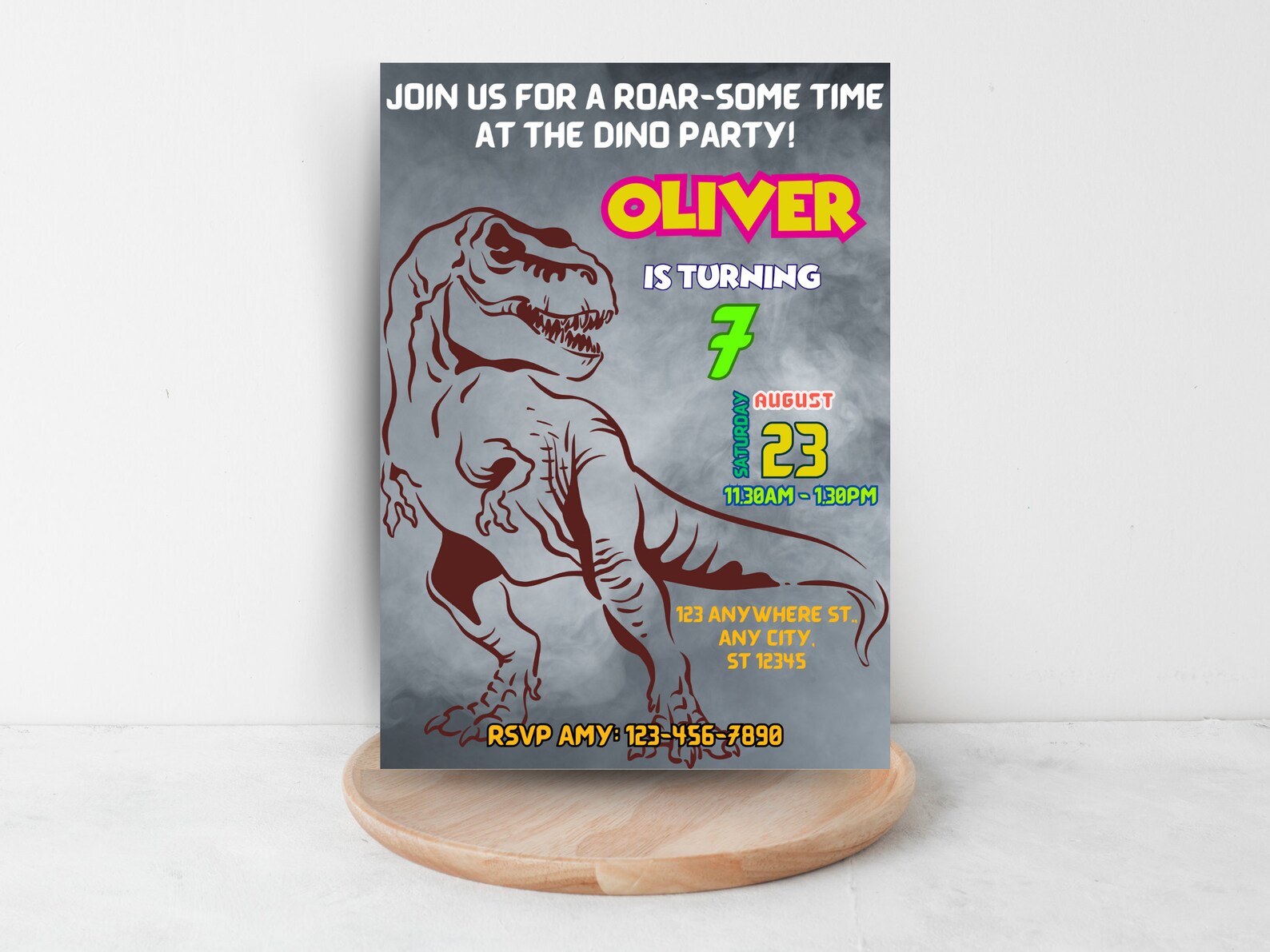 EDITABLE Dinosaur Birthday Invitation, T-rex Invitation, Dinosaur ...