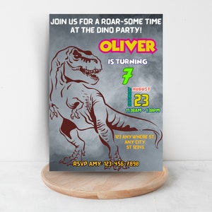 EDITABLE Dinosaur Birthday Invitation, T-rex Invitation, Dinosaur ...