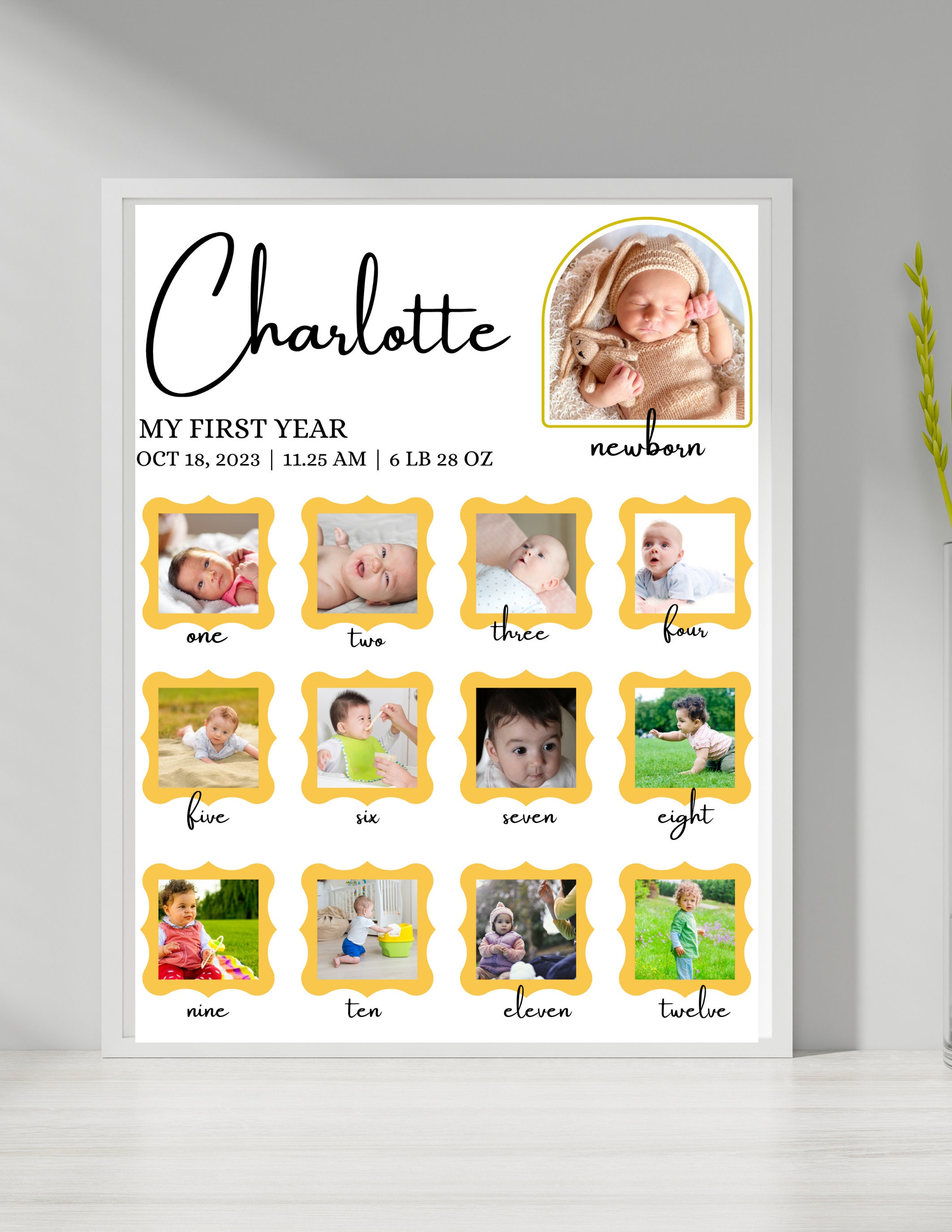 Editable Milestone Board Birthday Sign With Photo Printable Baby's ...