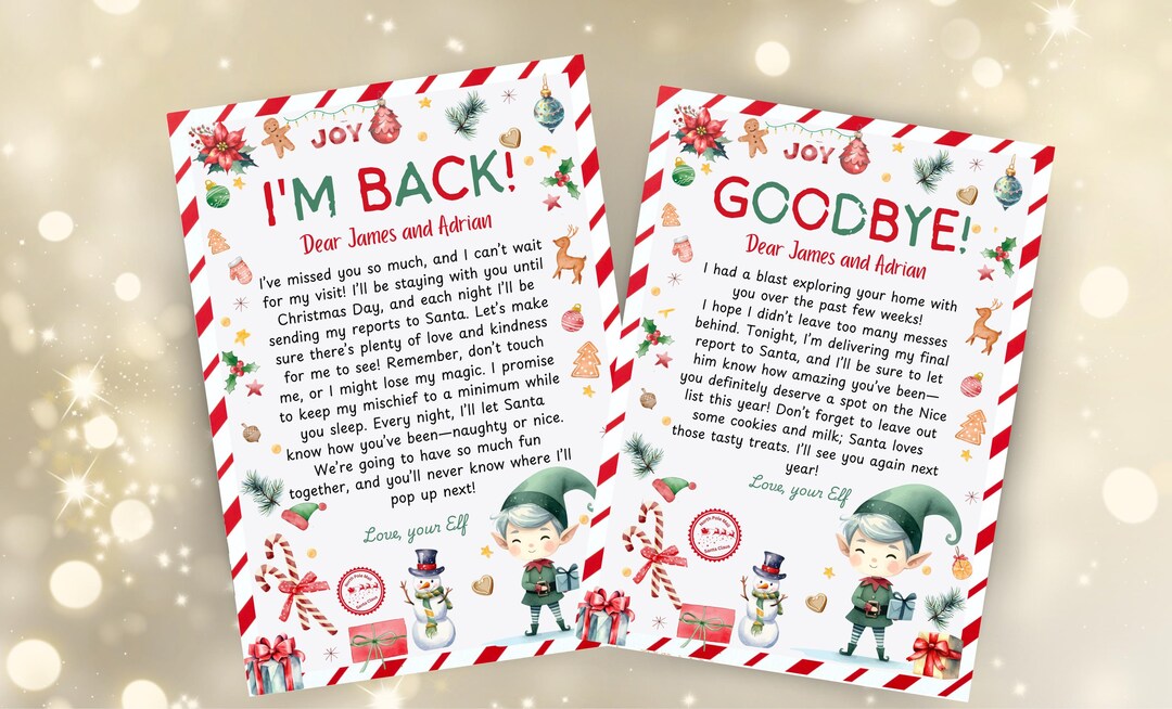 Editable Elf Arrival Letter Return Letter Christmas Elf I'm Back Elf ...