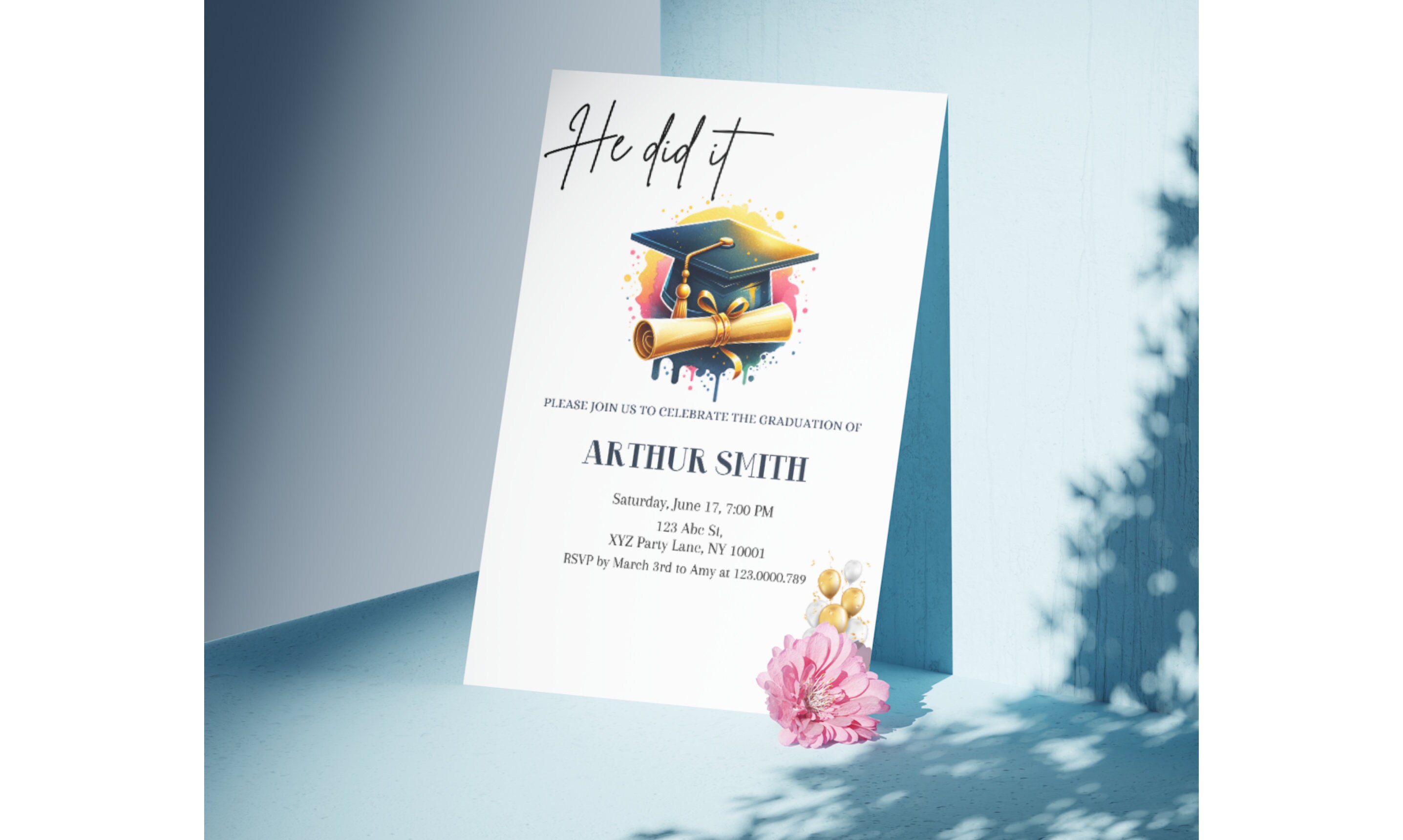 He Did It Graduation Invitation 2024, Graduation Invitation Template ...