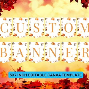 Editable Pumpkin Spice Custom Banner, 5x7 Canva Instant Download, Baby ...