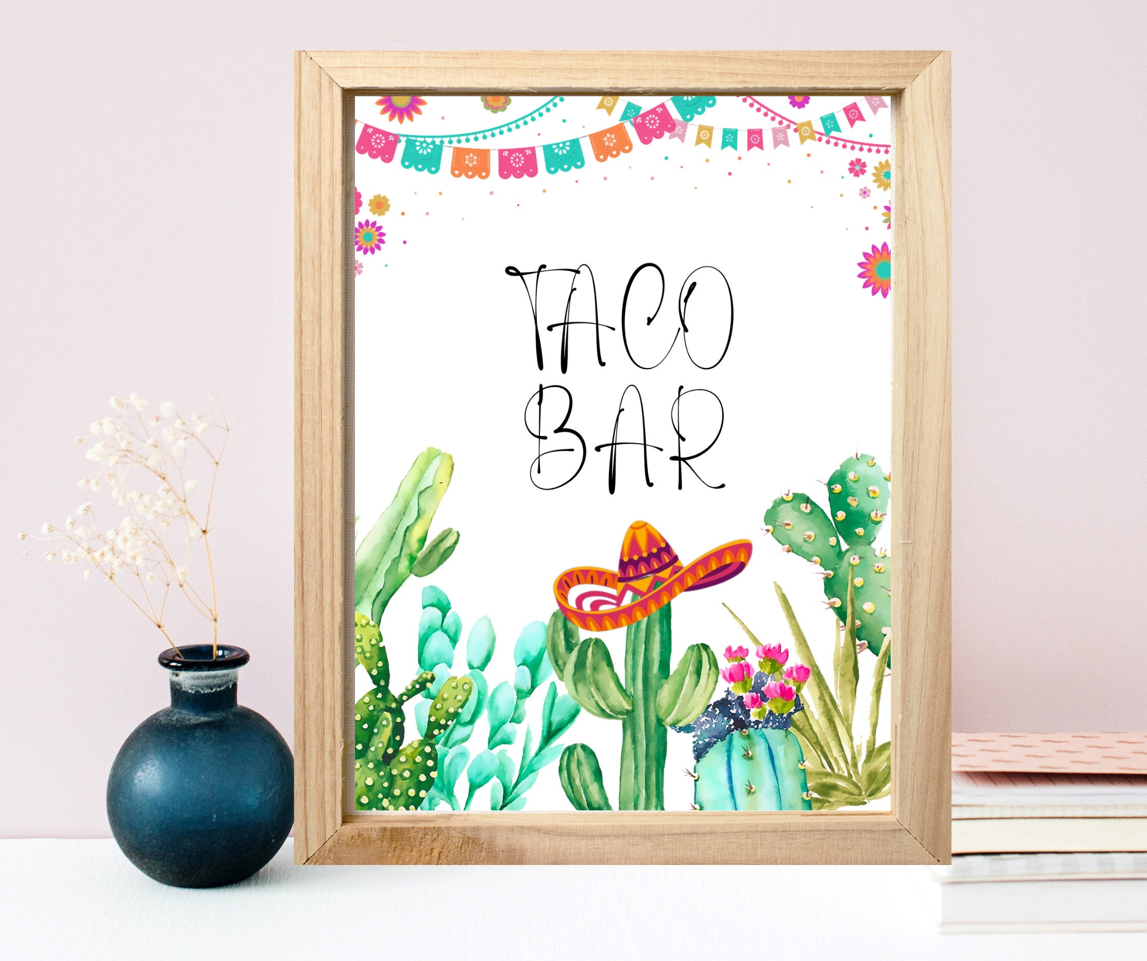 Fiesta Taco Bar Sign Fiesta Theme Bridal Shower Baby Shower Decor ...