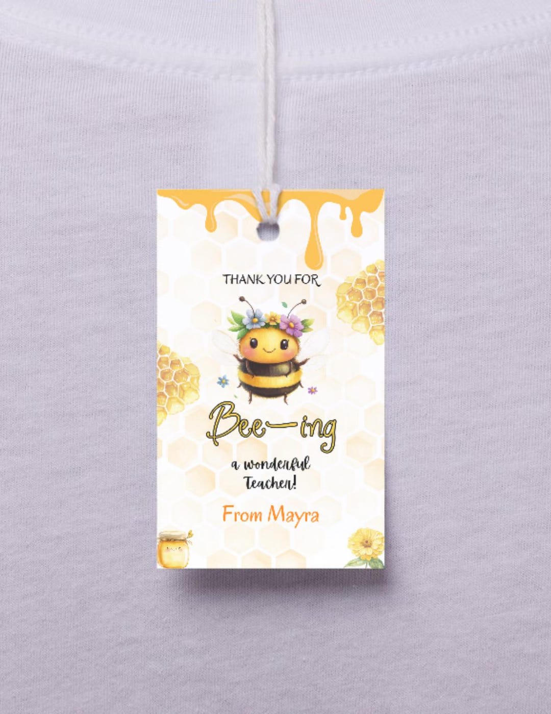 Bee Teacher Appreciation Gift Tag: Editable Canva Template (digital ...