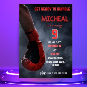 Boxing Birthday Invitation, Boxing Party Invite Template, Instant ...