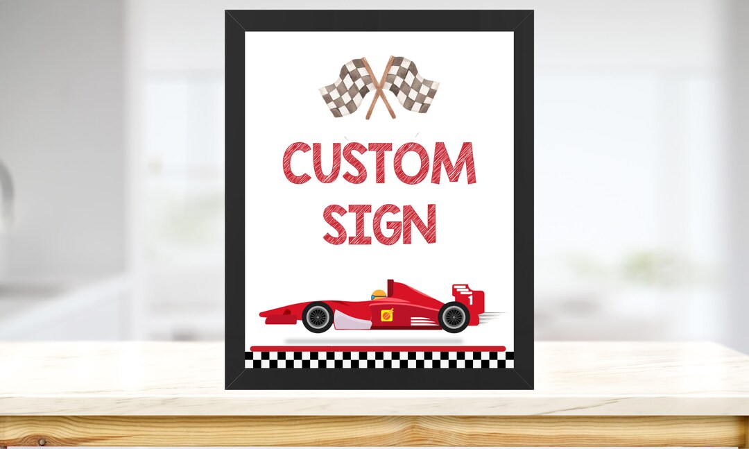 TWO Fast Birthday Custom Sign Decorations Racing Car Table Sign Racecar ...