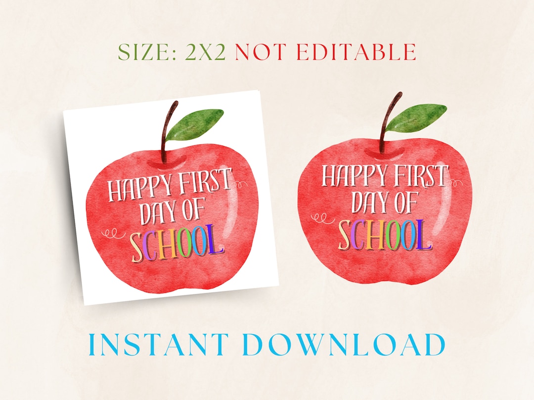 First Day of School Apple Gift Tag: Teacher Appreciation (instant ...