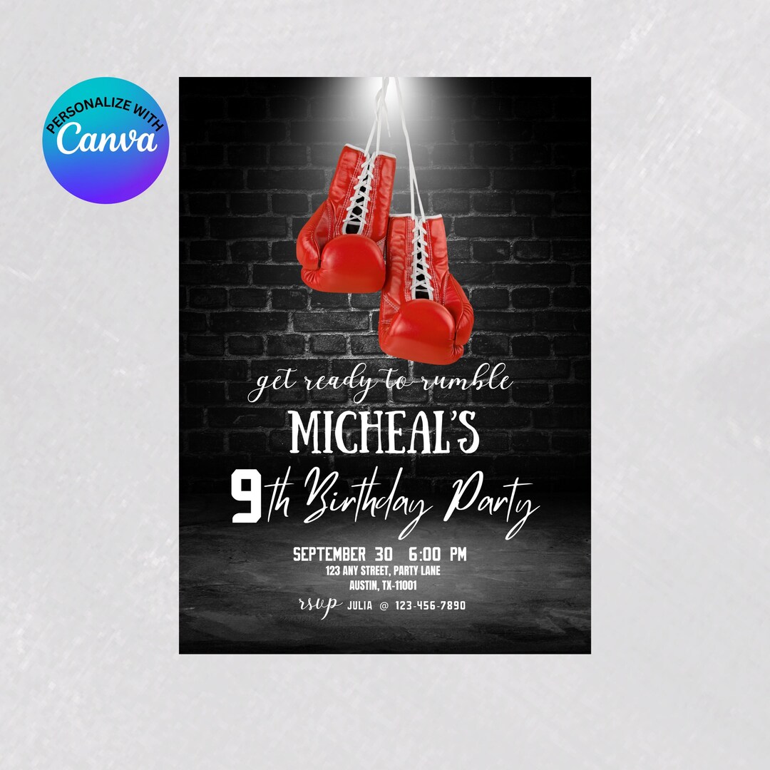 Boxing Birthday Invitation Boxing Party Invite Template - Instant ...