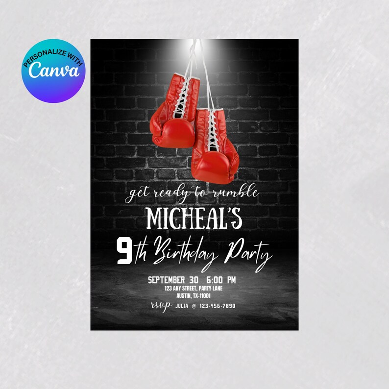 Boxing Birthday Invitation Boxing Party Invite Template - Instant ...
