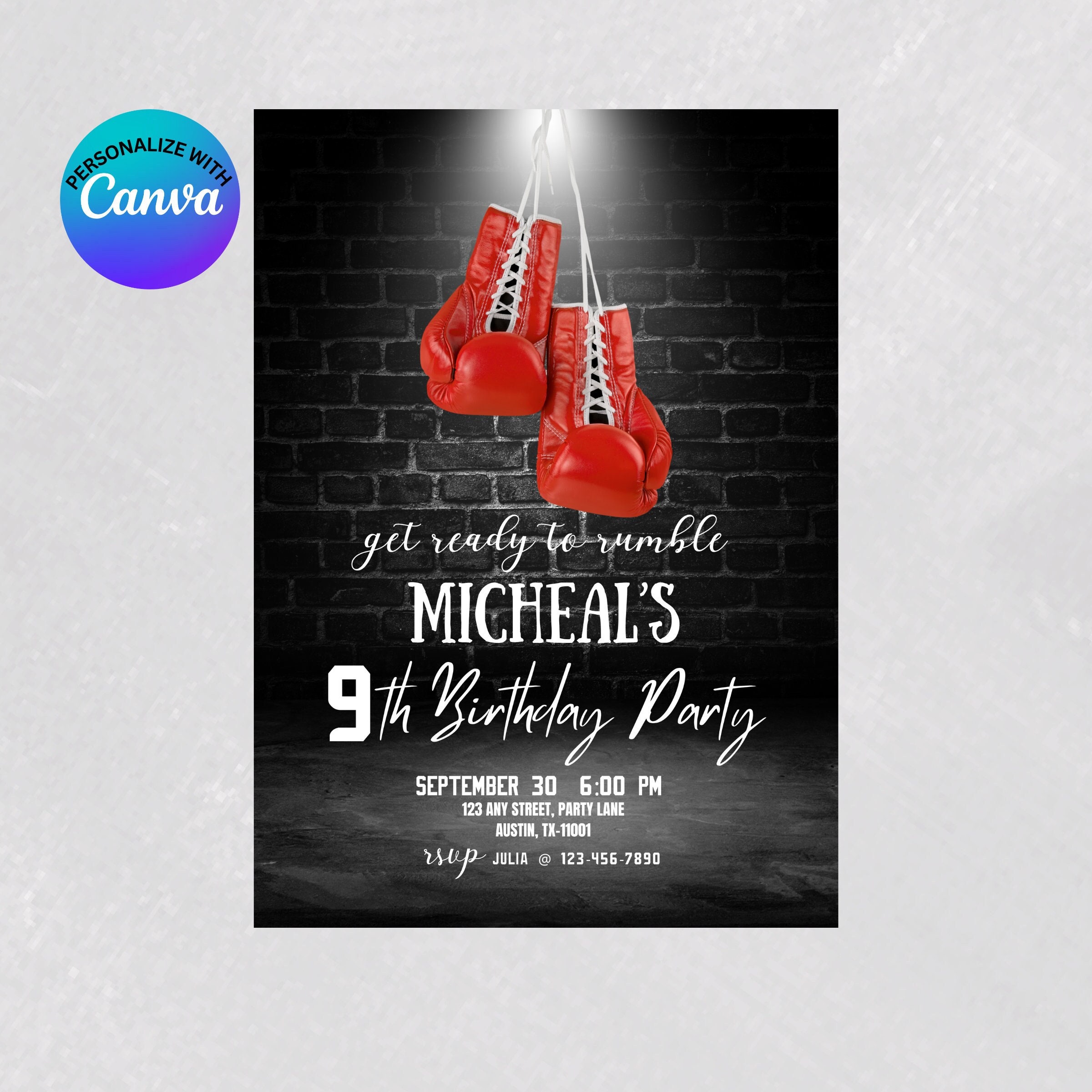 Boxing Birthday Invitation Boxing Party Invite Template Instant ...