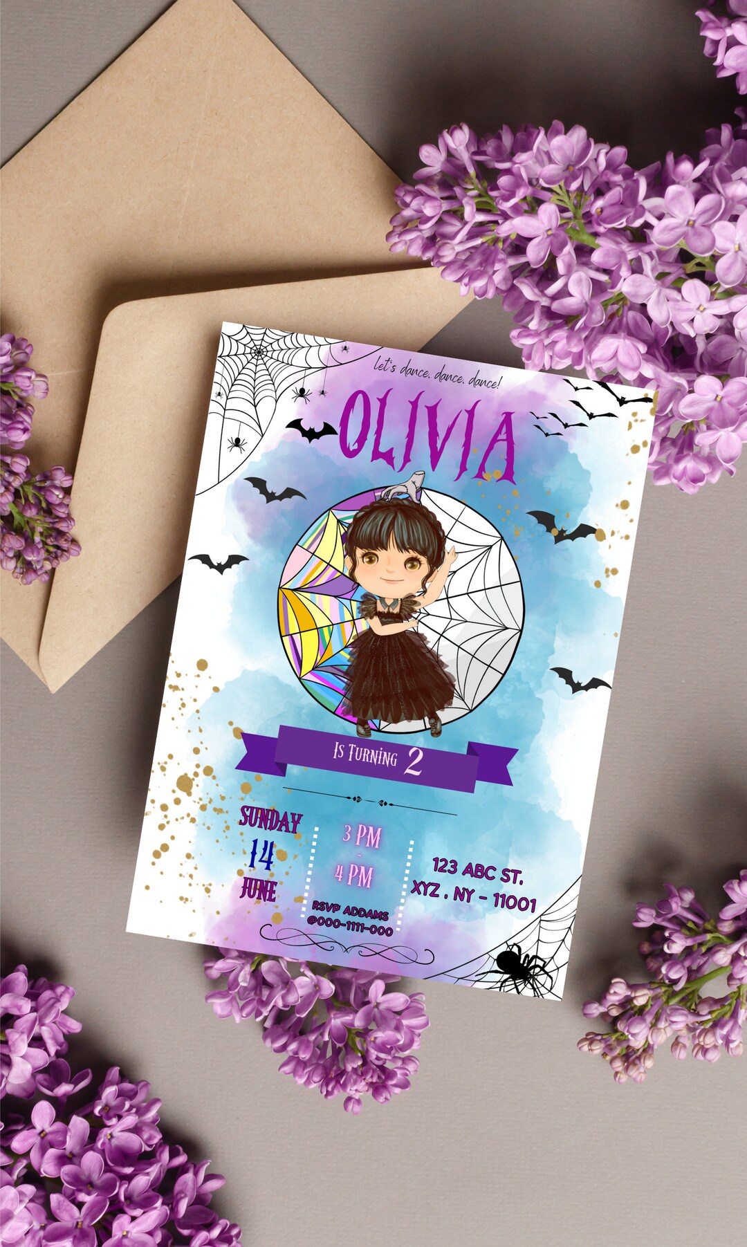 Wednesday Addams Birthday Invitation Download for Print or - Etsy