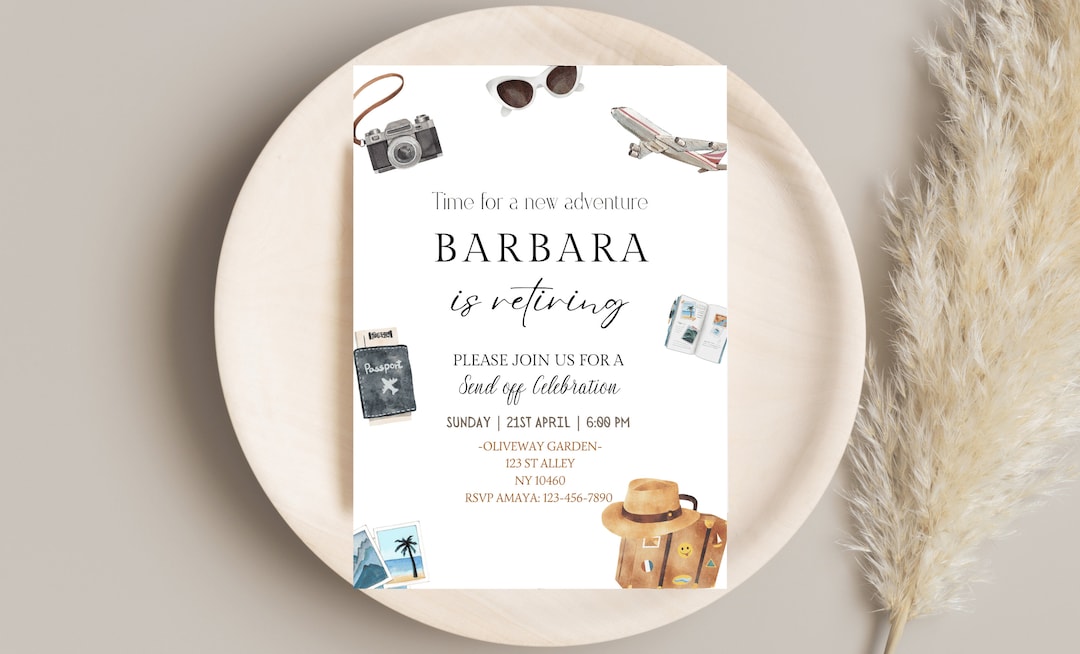 Travel Retirement Party Invitation, New Journey Adventure Theme ...
