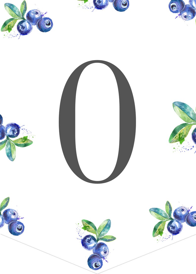 Blueberry Alphabet Banner Letters A to Z Numbers Blueberry Birthday ...