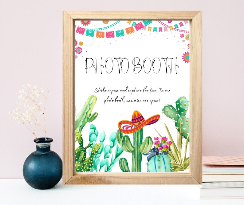 Fiesta Photo Booth Sign Cactus Photo Booth Bridal Shower Prop Cinco De ...