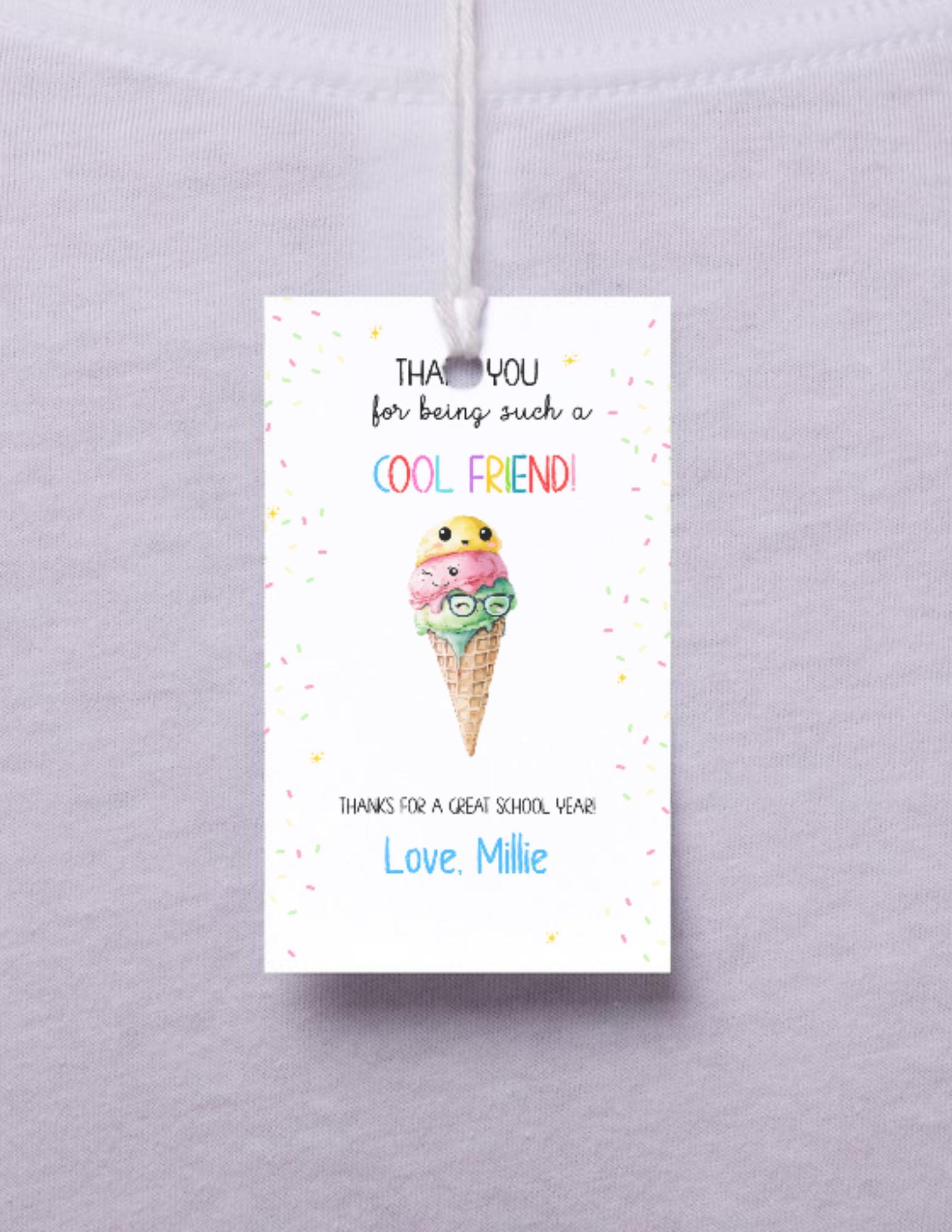 Editable Ice Cream Teacher Appreciation Tag: End of School Year (canva ...