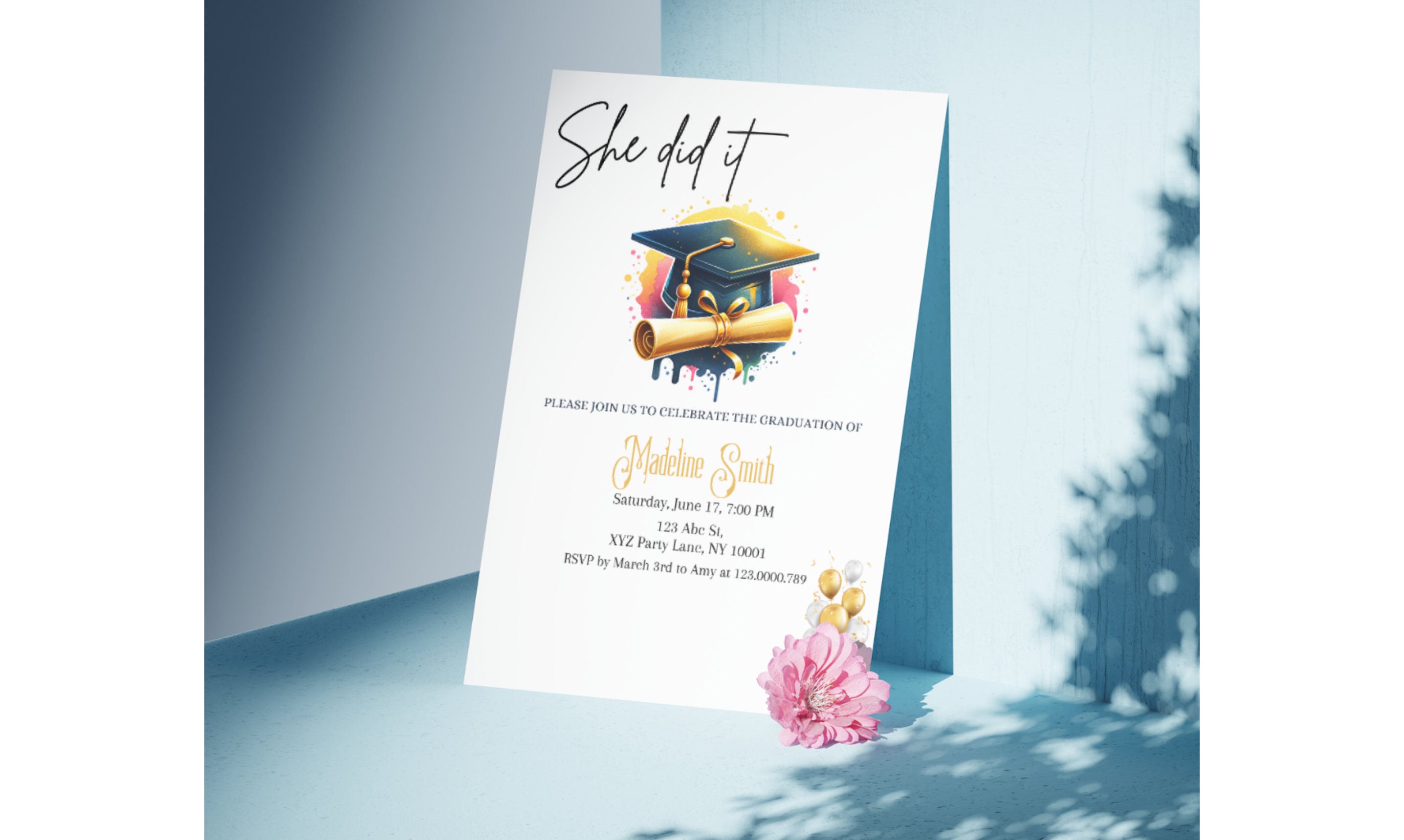 She Did It Graduation Invitation 2024, Graduation Invitation Template ...