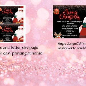 Editable Christmas Party Invitation, Santa Clause Reindeer Ornament ...