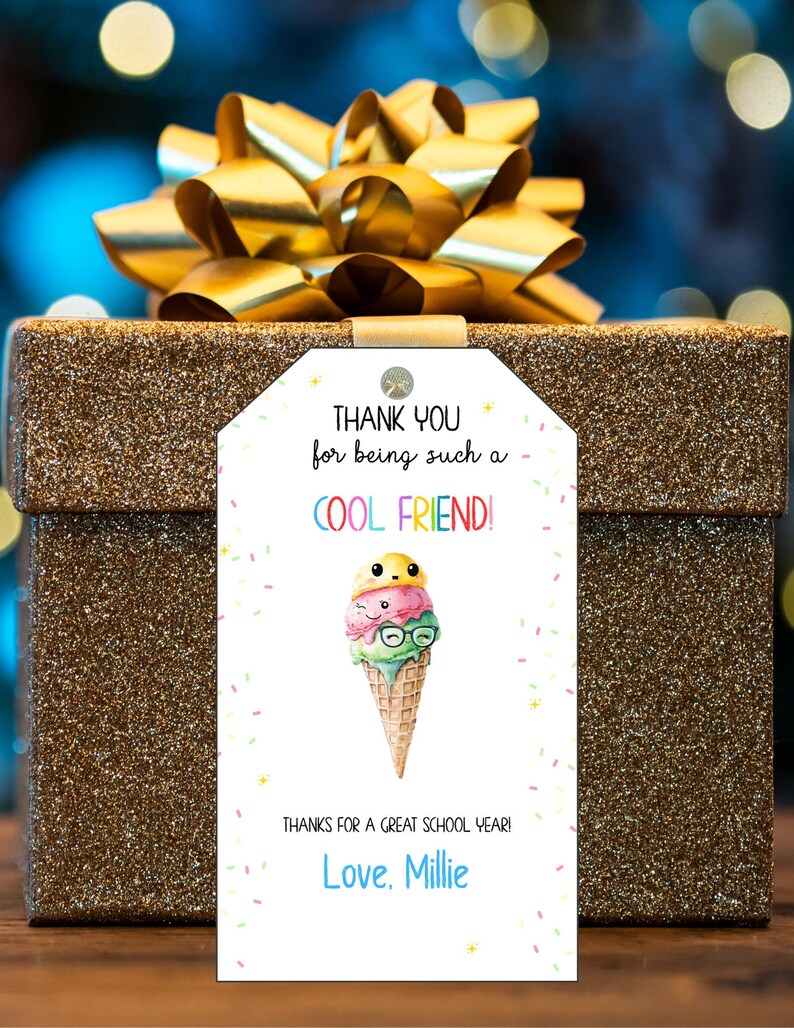 Editable Ice Cream Teacher Appreciation Tag: End of School Year (canva ...
