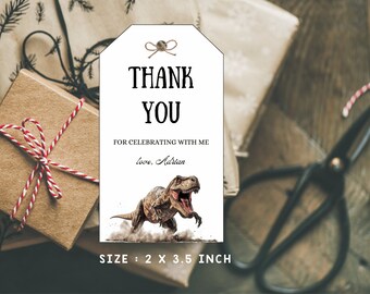 EDITABLE Three Rex Birthday Favor Tags, Dinosaur Party Favors Thank You ...