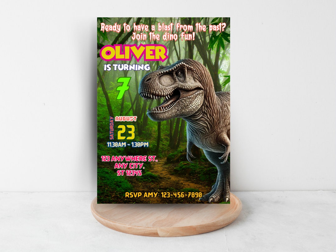 Invitación de cumpleaños de dinosaurio EDITABLE, invitación de T-Rex ...