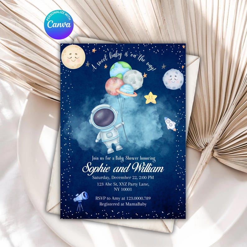Space Baby Shower Invitation: Galaxy Astronaut Theme (instant Download ...