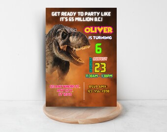 EDITABLE Dinosaur Birthday Invitation, T-rex Invitation, Dinosaur ...