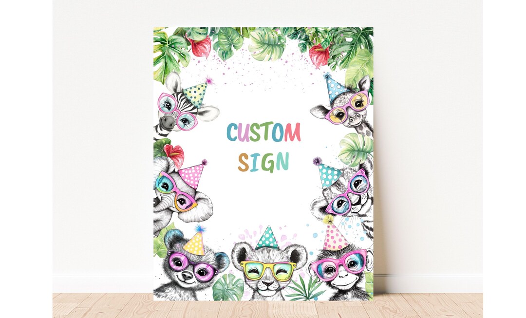 Safari Animals Party Sign: Wild One Decor, 8x10 Printable (editable ...