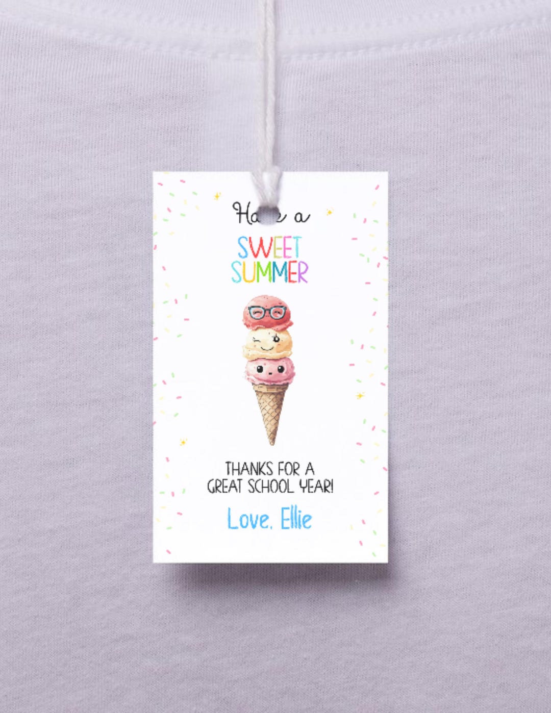 Editable Summer Ice Cream Teacher Appreciation Tag Kids End of School ...